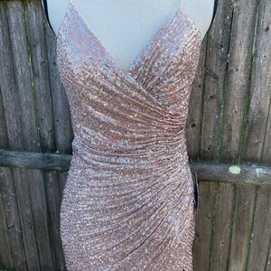 Ladivine | Dresses | Ladivine Ch225 Gown Gold Dress Ball Gown Vneck Sequined Cinderella Divine ...